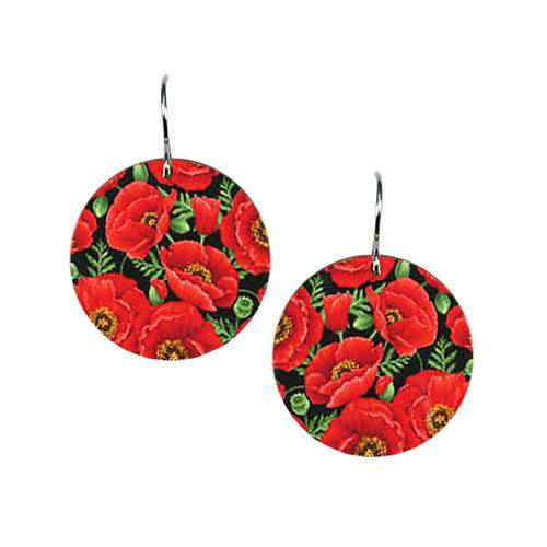 Red Poppy Disc Earrings - Magnolia Mountain Jewelry
