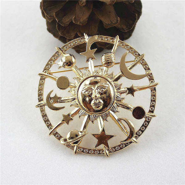 Celestial Pin with Sun, Moon, Stars and Planets - Magnolia Mountain Jewelry