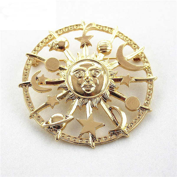 Celestial Pin with Sun, Moon, Stars and Planets - Magnolia Mountain Jewelry