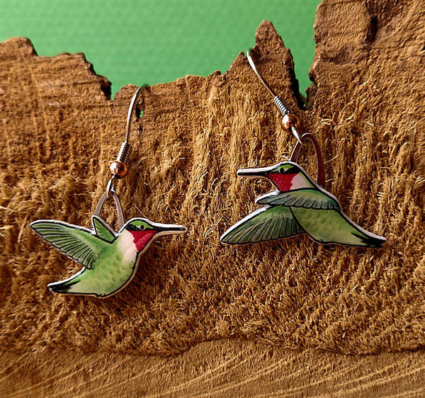 Ruby-throated Hummingbird Earrings - Magnolia Mountain Jewelry